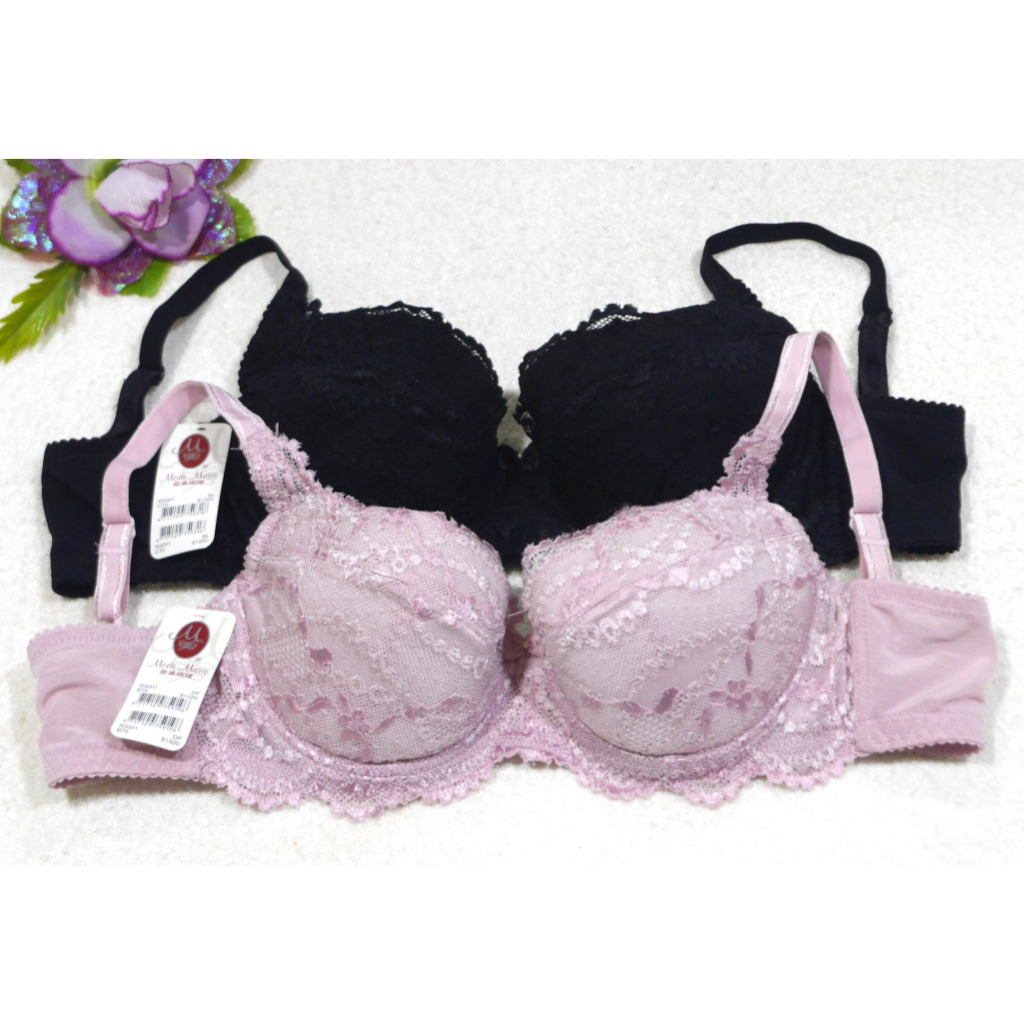 曼黛瑪璉【R3201】蕾絲繡花內衣~70B,70C,70D,75B,75C,75D,80B,80C,80D~粉紫,黑 | 蝦皮購物