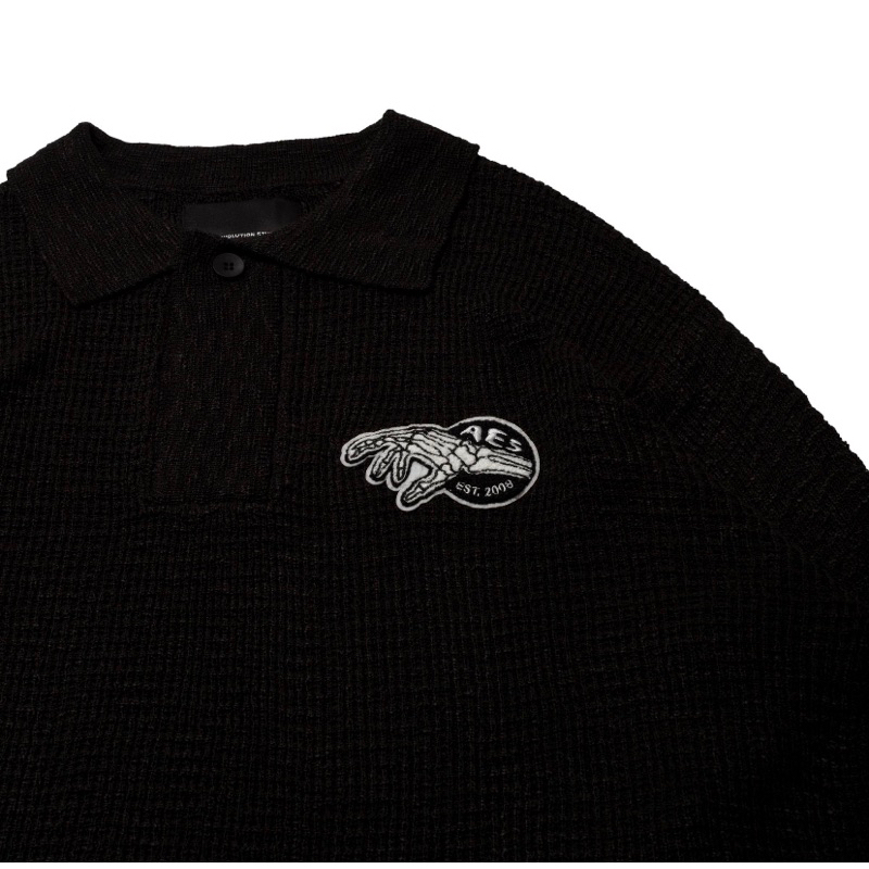 AES / SKELETON HAND LINEN LONGSLEEVE POLO SHIRT(換M號) | 蝦皮購物