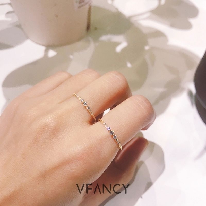 -VFANCY-｜現貨+預購｜戒指 女生戒指 日系輕奢 s925純銀 七鑽 細戒 尾戒 14k真金戒指 | 蝦皮購物