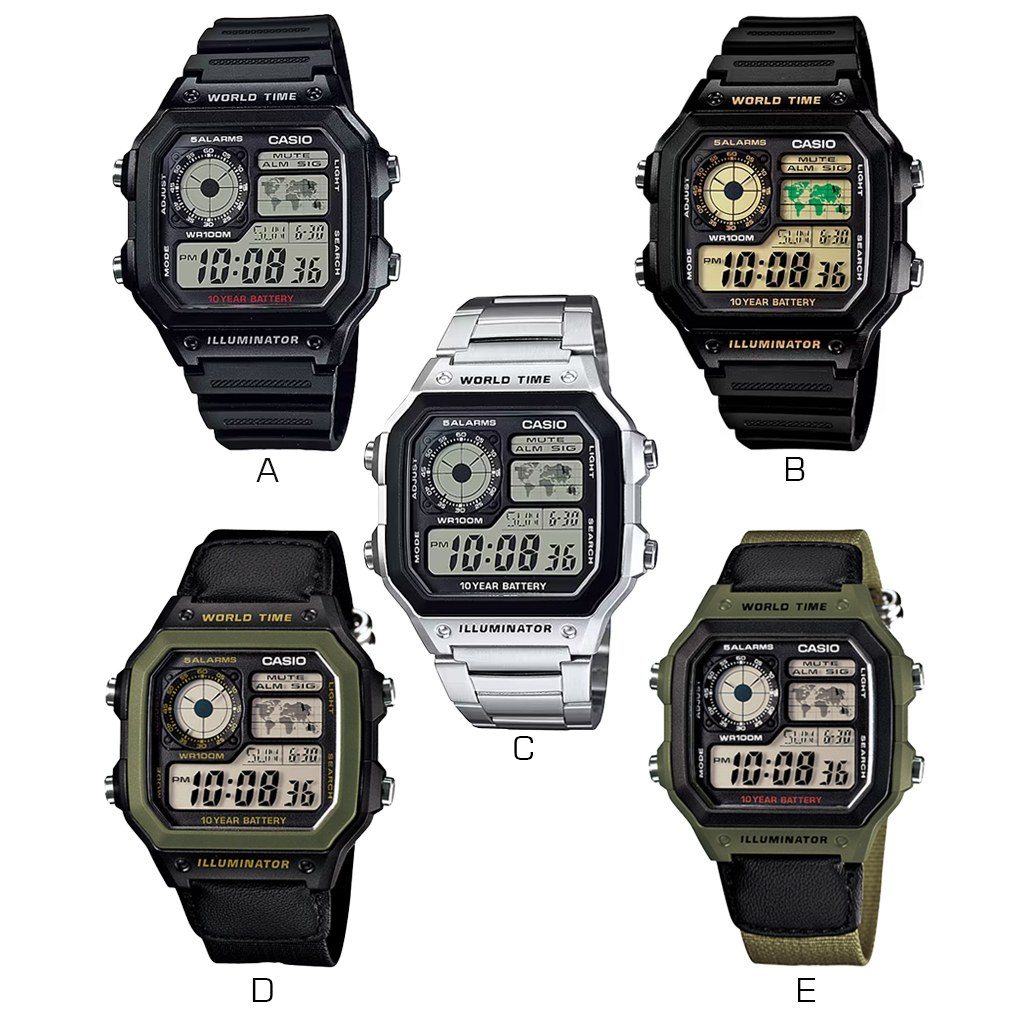 Casio AE-1200WHD-1A 十年電力 世界時間 錶 AE-1200 WHB WH 鋼帶 膠 尼龍【高冠國際】 | 蝦皮購物