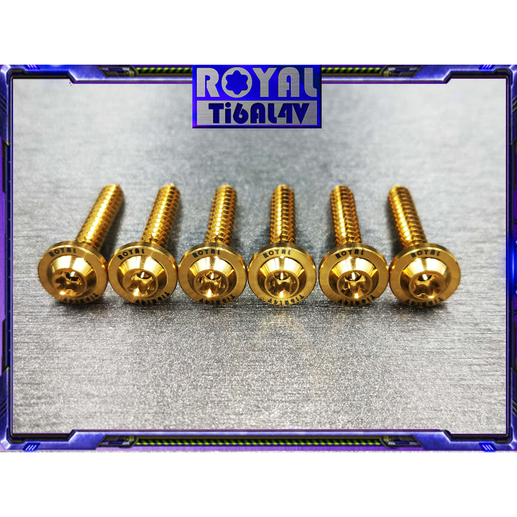 【瘋螺絲】ROYAL鈦合金螺絲★M5*35F 鐵板牙 空濾螺絲 64正鈦螺絲★CNC鍛造內梅花.內星型螺絲★土豪金 | 蝦皮購物