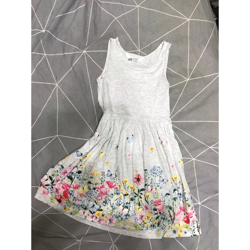 H&M薄棉花草蝴蝶清新小洋裝（6-8Y,130) | 蝦皮購物