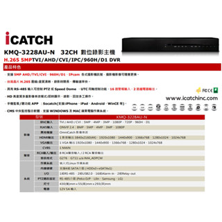 ICATCH 可取 32路8音 H.265 500萬 5MP 監視器 監控主機 KMQ-3228AU-N 實體店面 | 蝦皮購物