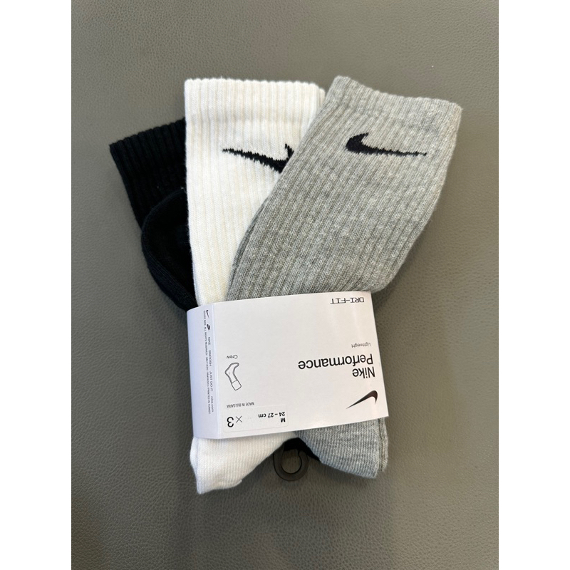 新款Nike Everyday Socks 單勾 長襪 三雙組 黑白灰 SX7664-100 | 蝦皮購物