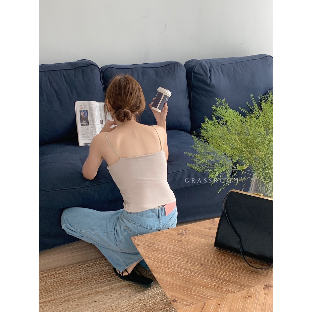 GRASS 我們的日常細肩Bra top 細肩平口bra top 細肩背心 罩杯背心 細肩平口背心 [E8391] | 蝦皮購物