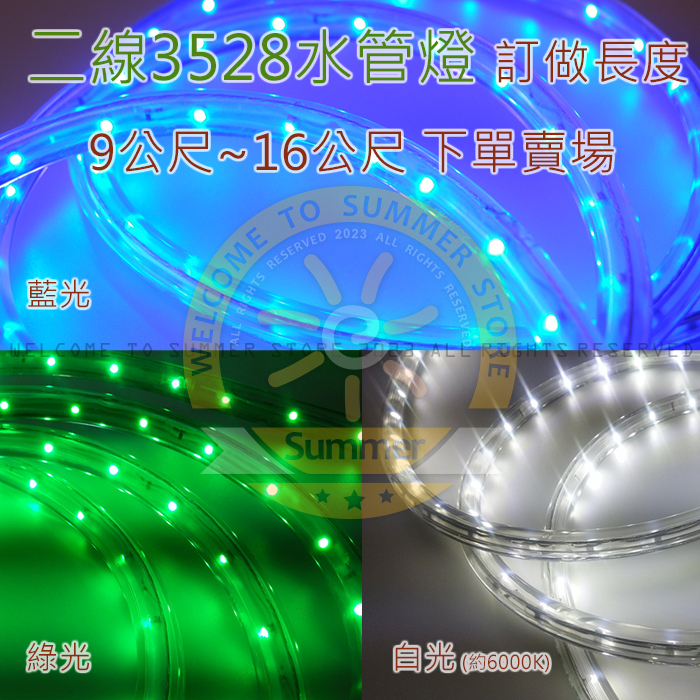 台灣現貨非淘寶 二線3528水管燈組 9米~16米訂做長度 110V 220V 藍光 白光 綠光 | 蝦皮購物
