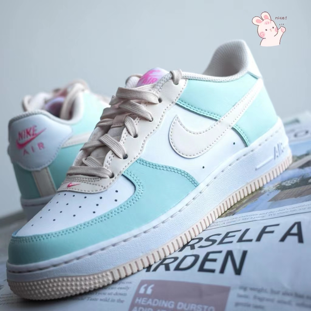 Nike Air Force 1 Low 透氣 休閒鞋 男女款 GS 綠白DV7762-300 白粉DV7762-100 | 蝦皮購物