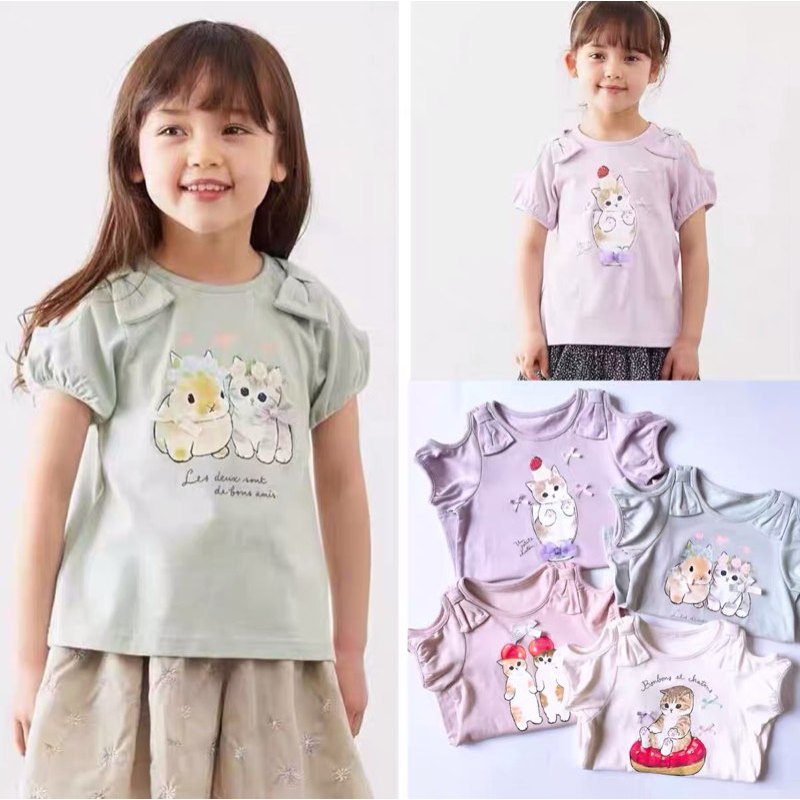 花寶寶日本童裝『預購』 23春夏 ANYFAM 猫咪露肩T 100-140 | 蝦皮購物