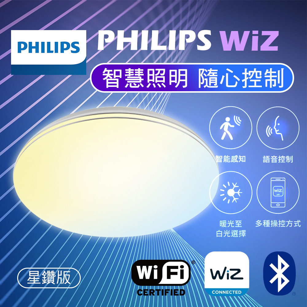【智能照明】飛利浦 吸頂燈 WiZ吸頂燈 智能吸頂燈 星鑽吸頂燈 80W LED燈 遙控吸頂燈 房間燈 客廳燈 | 蝦皮購物
