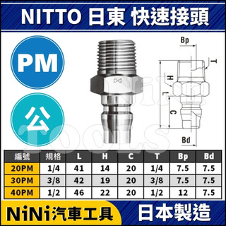 現貨【NiNi汽車工具】NITTO 日東 快速接頭(公) PM | 日本製 配管 軟管 快速接頭 空壓接頭 20PM | 蝦皮購物