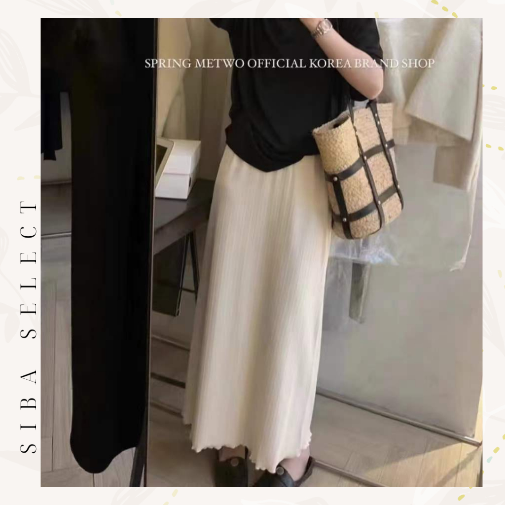 【SiBA Girl】LLR-7105 現貨 細坑條木耳邊針織長裙 半身裙 針織裙 下著 女裝 8B | 蝦皮購物