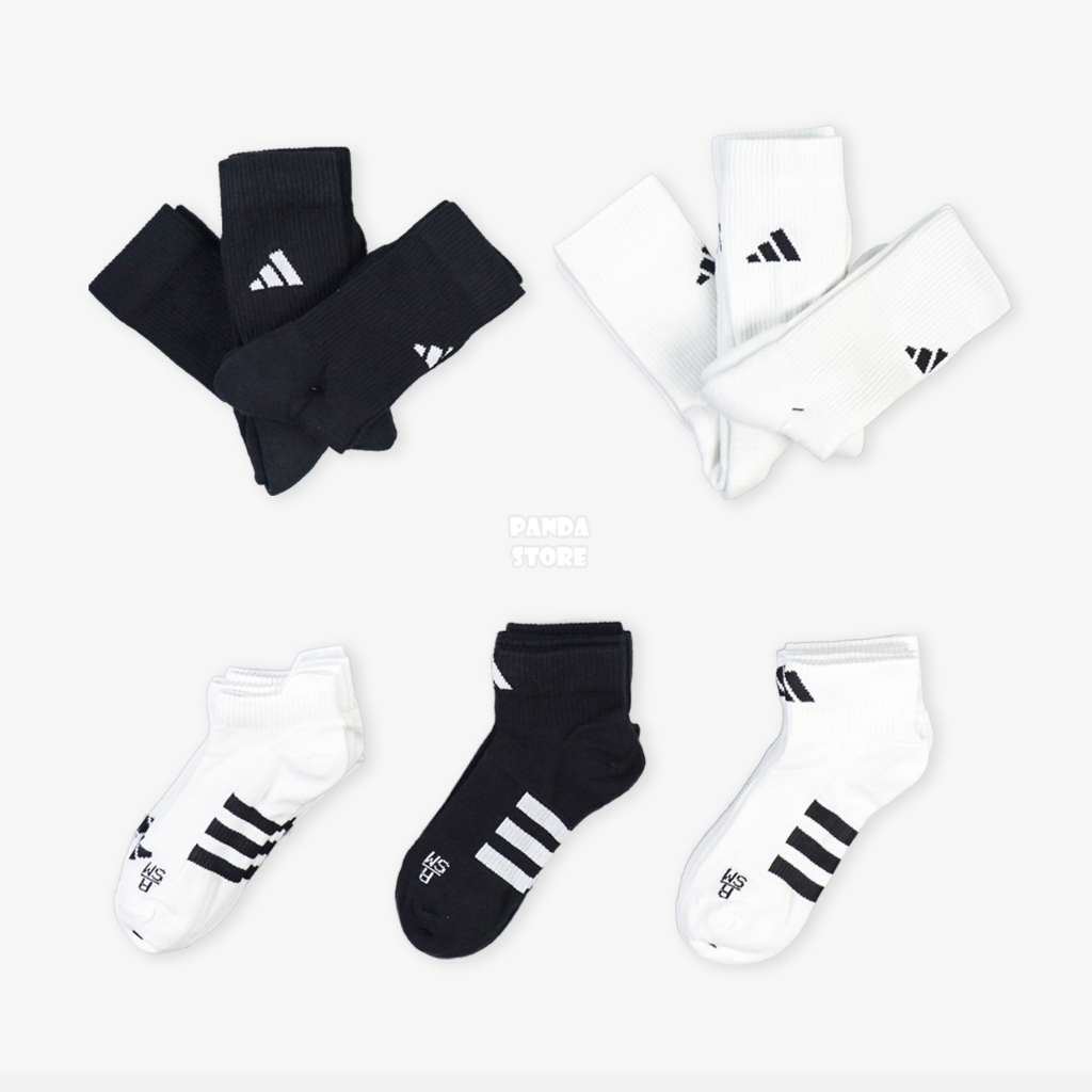 胖達）ADIDAS 三線 排汗 襪子 踝襪 短襪 HT3445 長襪 HT3452 IC9521 黑 白 男女 | 蝦皮購物