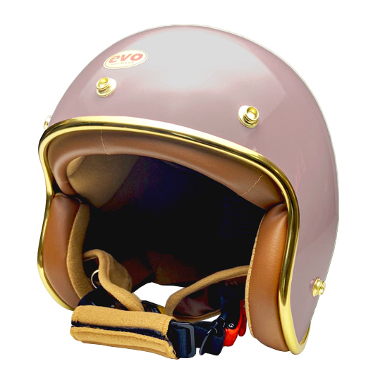 EVO 安全帽 CA-310 乳膠 素色 法國粉 復古帽 金邊復古騎士帽 | 蝦皮購物