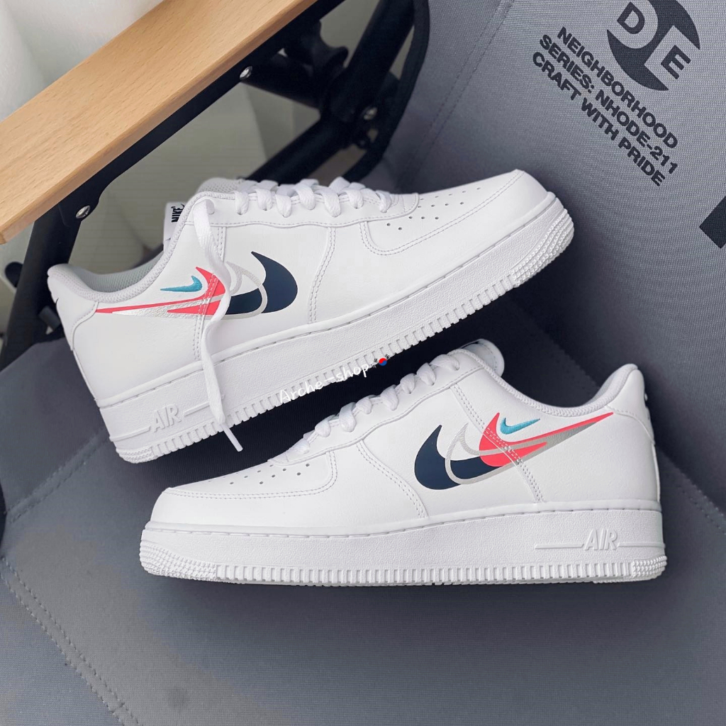 NIKE AIR FORCE 1 Low白色 四勾 彩勾 小勾 全白 休閒鞋 男鞋 FJ4226-100 | 蝦皮購物