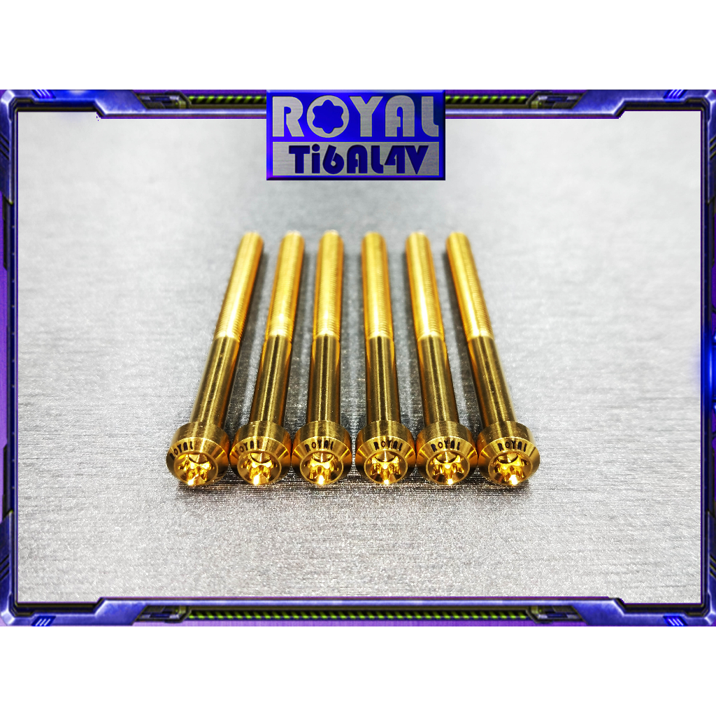 【瘋螺絲】ROYAL鈦合金螺絲★M5*65B P0.8 64正鈦螺絲★CNC鍛造內梅花.內星型螺絲★土豪金 | 蝦皮購物