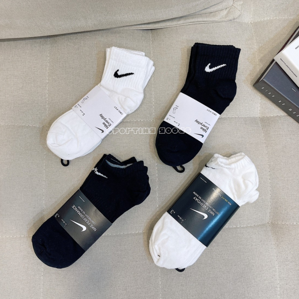 S.G NIKE 經典 LOGO 基本款 薄款 三雙一組 踝襪 SX7678 短襪 SX7677-010-100 黑 白 | 蝦皮購物