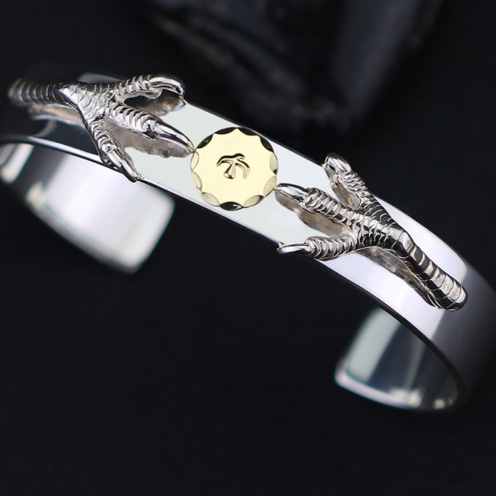 高質拙 手工復刻 高橋吾郎（Goro's）雙銀爪點金平打 s925銀 手鐲 18K金點金 | 蝦皮購物