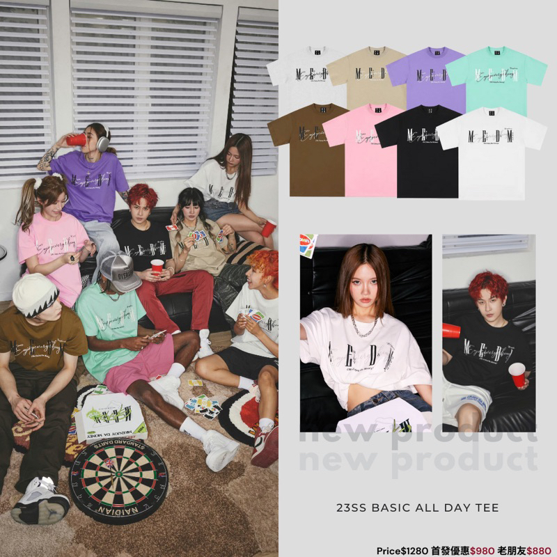 [Conception Select] MEDM 23SS 疊合經典標語印花設計 重磅純棉 美式落肩寬鬆 短䄂 | 蝦皮購物