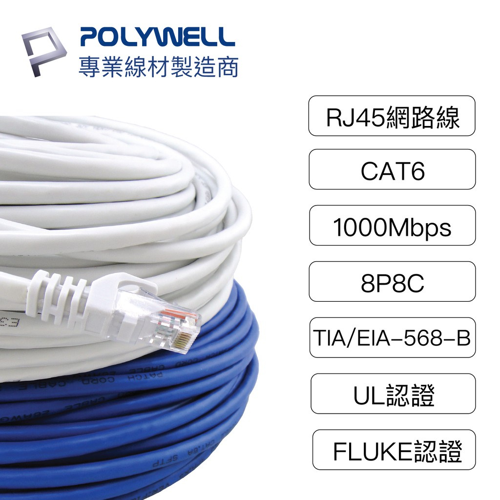 POLYWELL CAT6 UTP 高速網路線 30cm-7m 1Gbps 網路線 7色 | 蝦皮購物