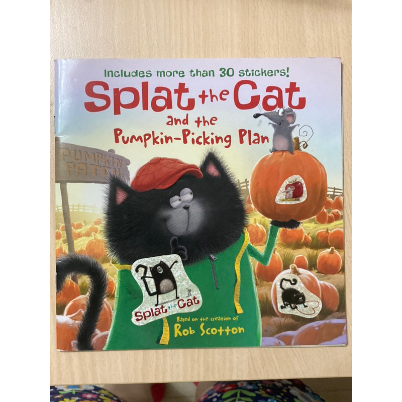 英文童書繪 Splat the cat and the pumpkin-picking plan 有貼紙黏貼及塗鴉痕跡 | 蝦皮購物
