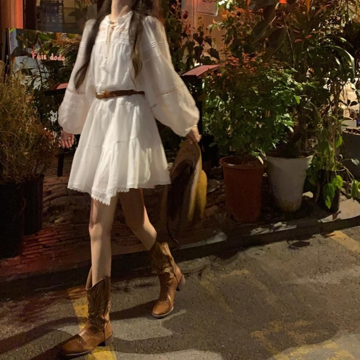 Cindy Lee【CLC090】韓波西米亞風連身裙洋裝附腰帶 | 蝦皮購物