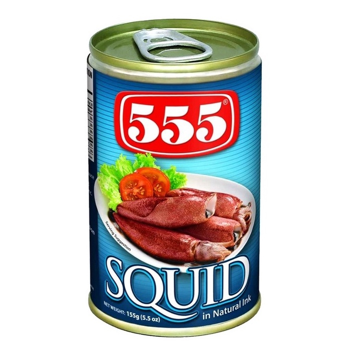 【Ellen家居】菲律賓 555 SQUID Natural Ink 155g 魷魚 罐頭 即食料理 | 蝦皮購物
