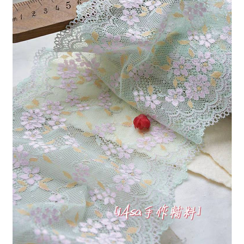 《iAsa愛莎の》手作材料 日本進口淡綠/粉橘綠彈力蕾絲花邊diy手作蝴蝶結髮飾內衣輔料 | 蝦皮購物