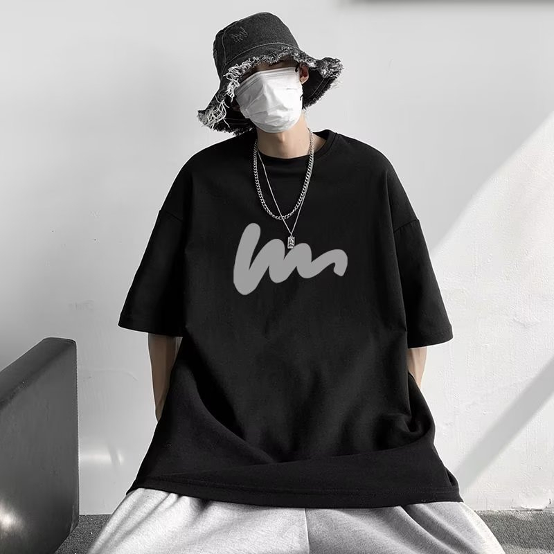 情侶短T M-5XL夏季新款時尚短袖t恤男 韓版寬松圓領短袖 休閑印花上衣 簡約夏天男生T恤 五分袖 潮T(T01) | 蝦皮購物