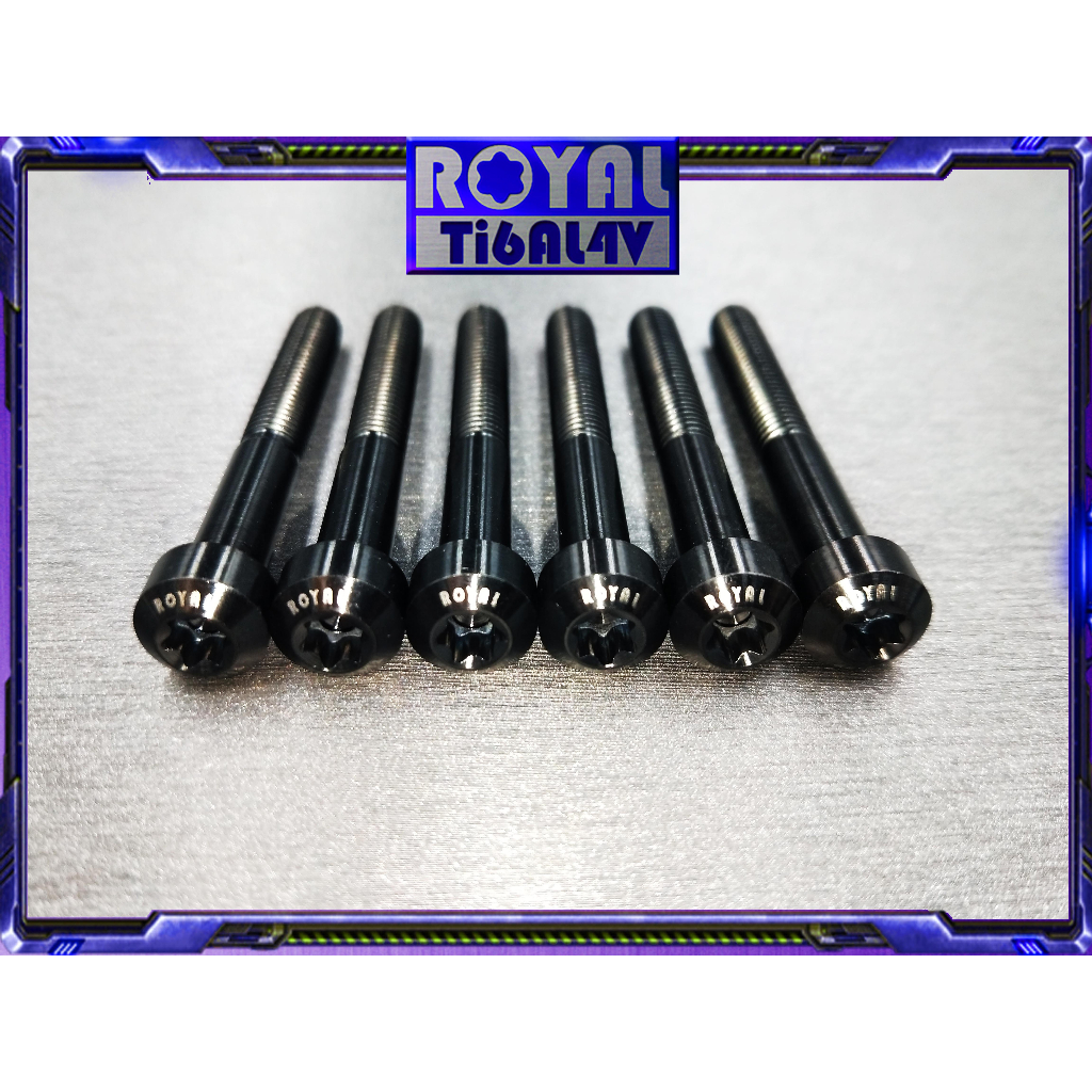 【瘋螺絲】ROYAL鈦合金螺絲★M8*65B P1.25 64正鈦螺絲★CNC鍛造內梅花.內星型螺絲★帝王黑 | 蝦皮購物