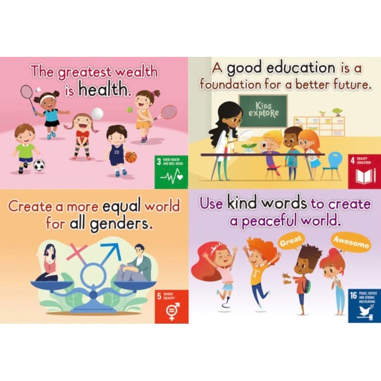 39教具館 教室佈置 插畫 英文 情境佈置A3海報-SDGs社會篇 | 蝦皮購物