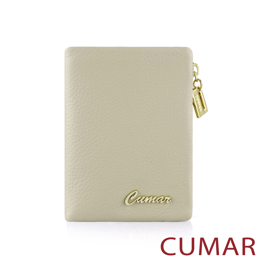 CUMAR女包｜立體LOGO壓釦式對開短夾-燕麥白色 / 1231-078 | 蝦皮購物