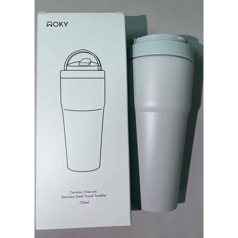 全新 沃廚 WOKY 手提激凍輕芯鈦瓷易潔層 保溫杯 750ML 含吸管 綠養立方 水淺綠 | 蝦皮購物