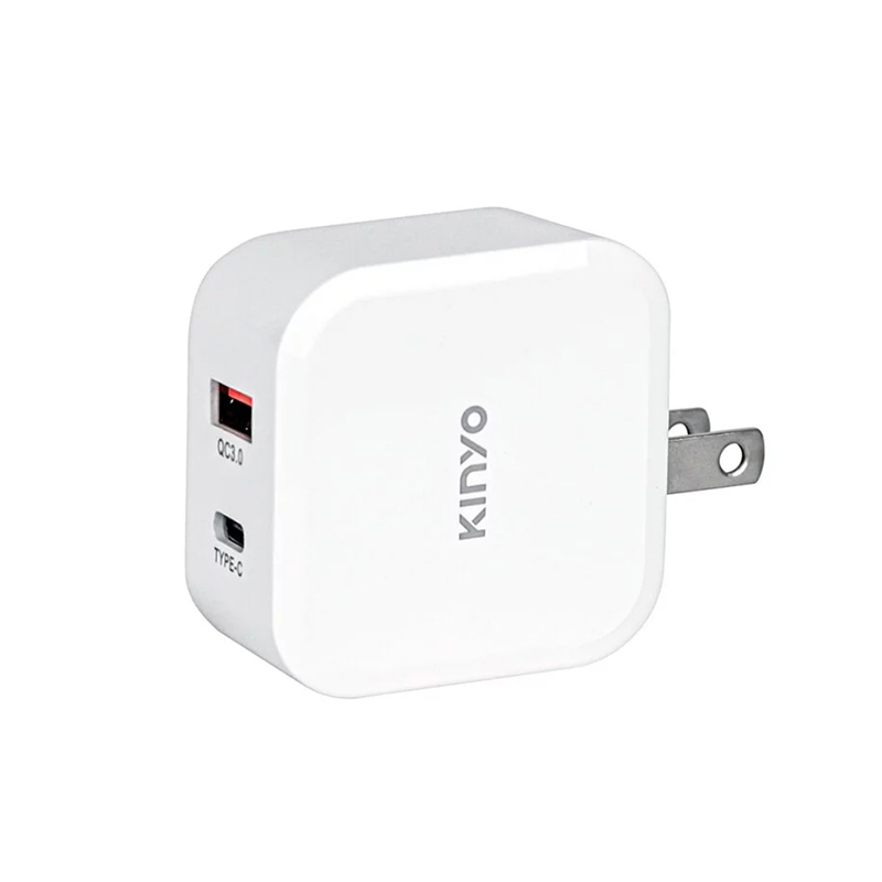 KINYO 雙孔PD充電器-18W (PDCB-015) 折疊式插頭 充電頭 手機充電 雙孔充電器 Type-C充電 | 蝦皮購物