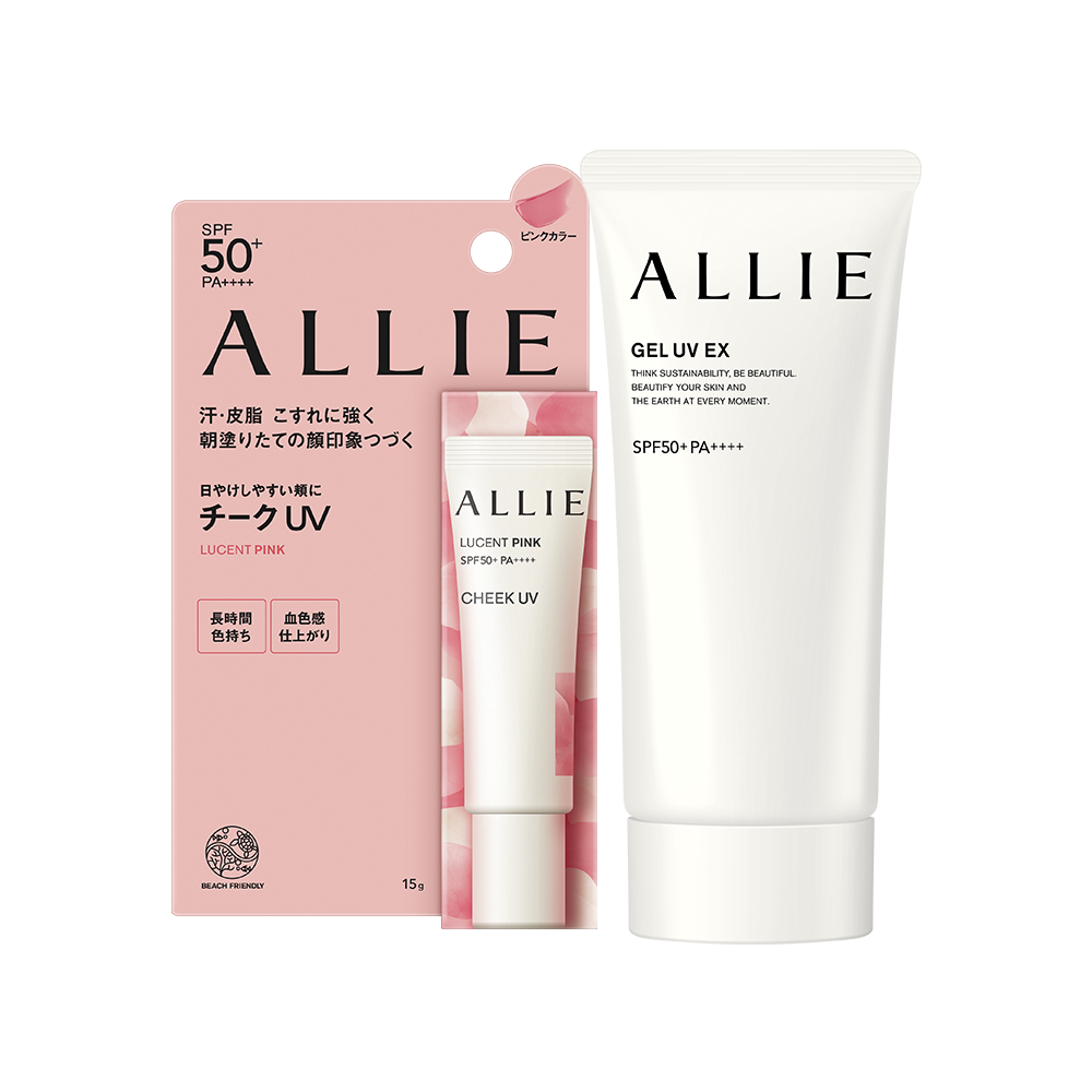 ALLIE 好氣色防曬組 (持采UV高效防曬水凝乳EX 90g+持彩絢色頰彩) 蝦皮直送 | 蝦皮購物