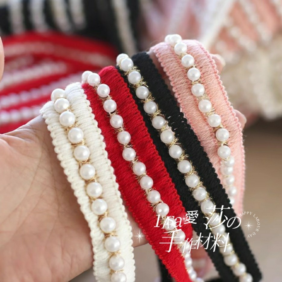 《iAsa愛莎の》手作材料 毛線連線珍珠蕾絲花邊帶輔料DIY服裝袖子領口配件寬2.5cm | 蝦皮購物