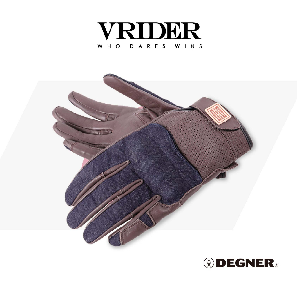 【VRIDER】日本DEGNER TG-54 可觸控 復古防摔 羊皮騎士手套 丹寧拼接 打洞 通風舒適 | 蝦皮購物