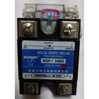 🌞二手現貨保固 美格爾SSR固態繼電器MGR-1 D4825 出24-480VAC 25A 入3~32VDC直流控交流 | 蝦皮購物