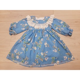二手Christy and Fang女童藍色胸口蕾絲花洋尺寸XS | 蝦皮購物