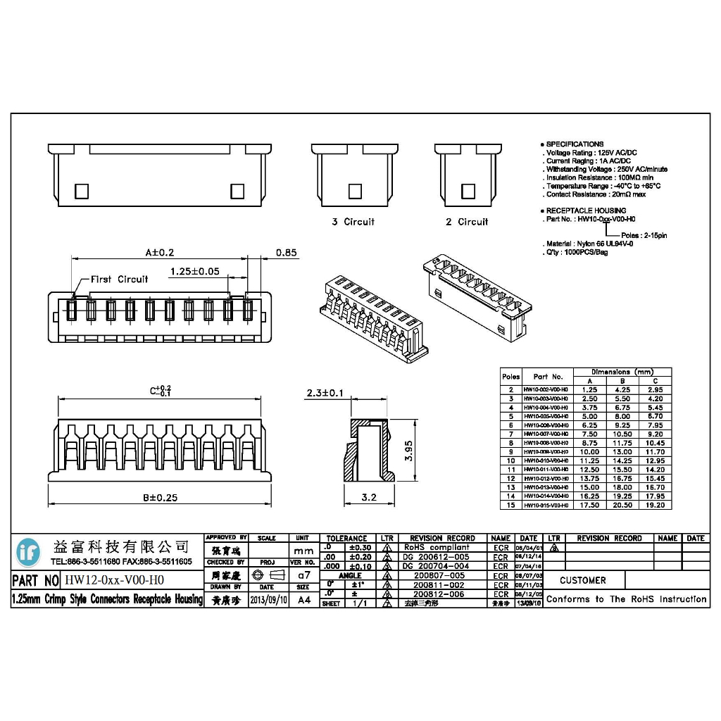 【IF】(2個)WAFER 10pin 1.25mm 10P 母頭 連接器 connector 接線母頭 線端接頭 | 蝦皮購物
