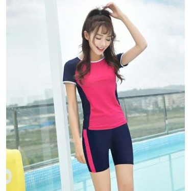 台灣現貨/台灣胸墊可拆式平角泳衣/保守遮肚顯瘦泳衣/少女學生大碼溫泉泳衣-hy1801 | 蝦皮購物