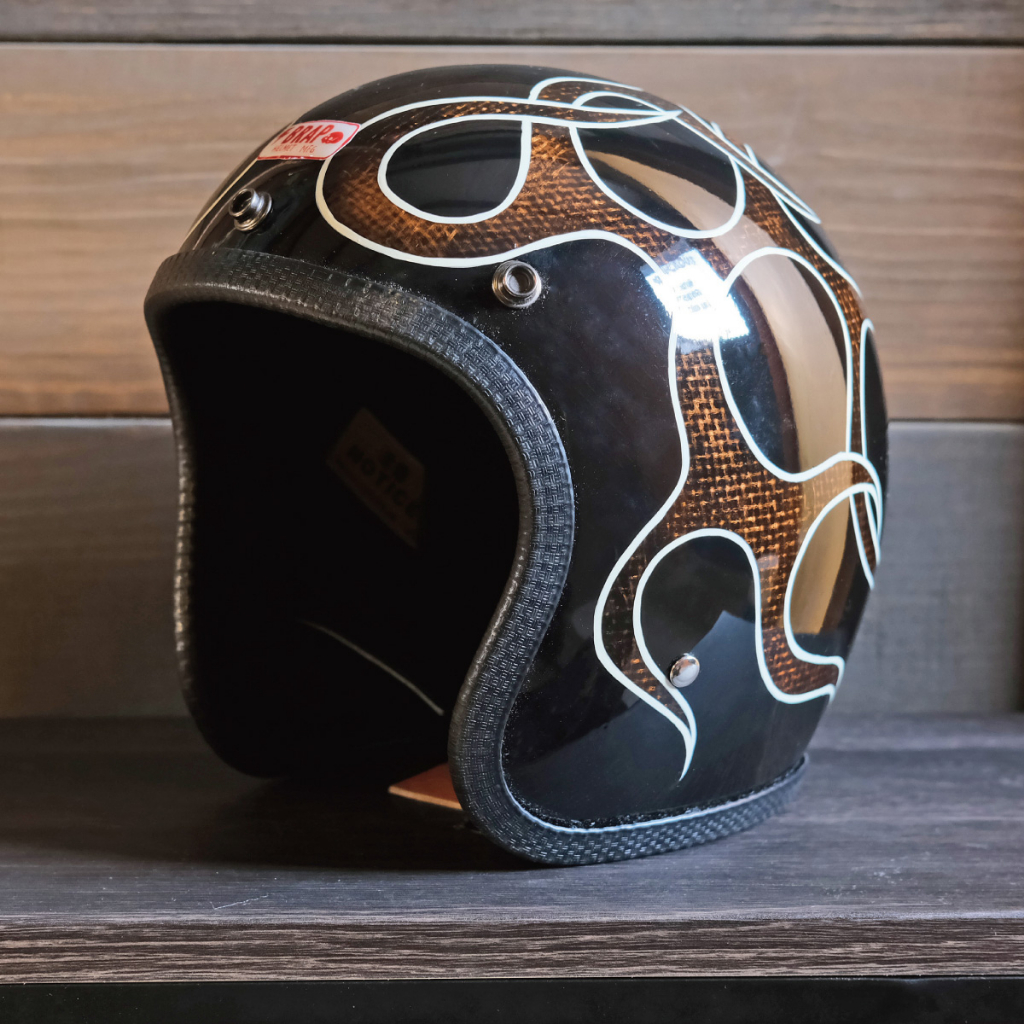 【Knockout】Brap Helmet 小帽體 復古 安全帽 玻璃纖維 黑 樂高帽 全罩 透玻纖火焰 | 蝦皮購物