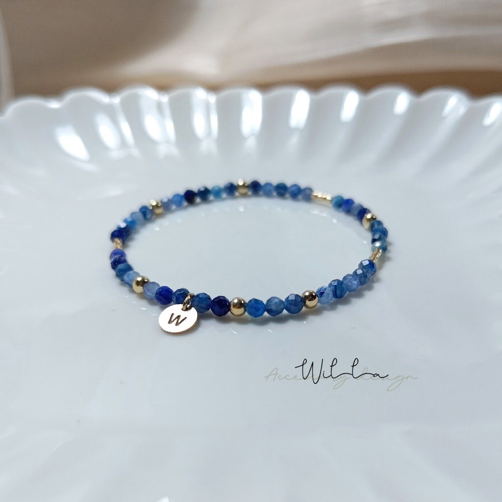 ≡Willa≡ 漸層藍晶石 美國14KGF 設計手鍊 彈性款 水晶手鍊 美人魚靈石 夏日必備 小水晶 | 蝦皮購物