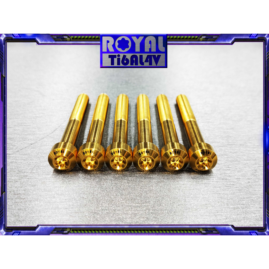 【瘋螺絲】ROYAL鈦合金螺絲★M8*70B P1.25 64正鈦螺絲★CNC鍛造內梅花.內星型螺絲★土豪金 | 蝦皮購物