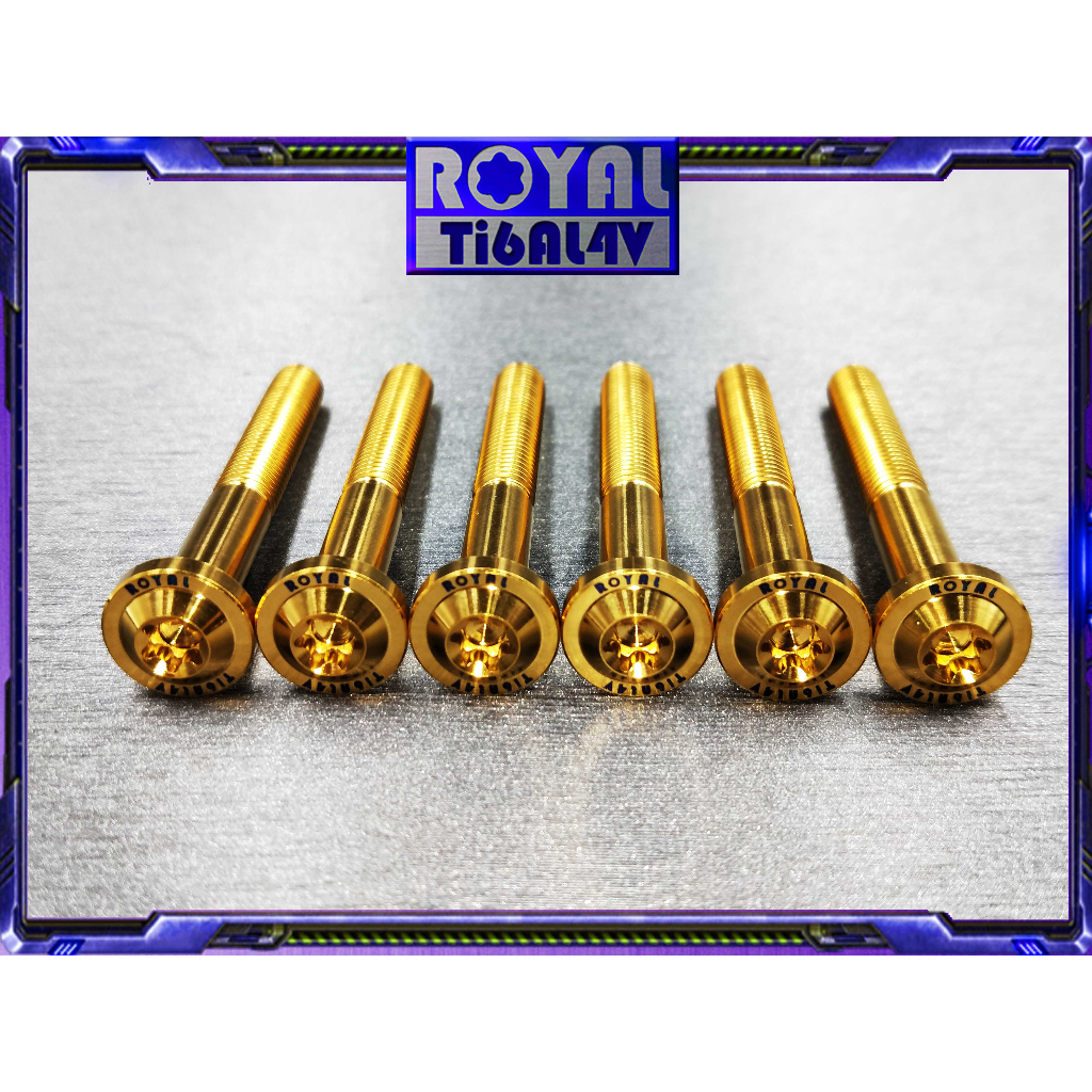 【瘋螺絲】ROYAL鈦合金螺絲★M8*65F P1.25 64正鈦螺絲★CNC鍛造內梅花.內星型螺絲★土豪金 | 蝦皮購物