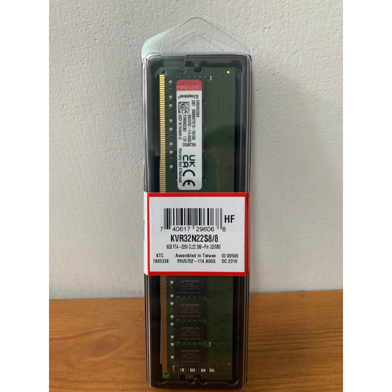 全新未拆的金士頓Kingston桌上型記憶體，8G DDR4-3200，KVR32N22S8/8 | 蝦皮購物