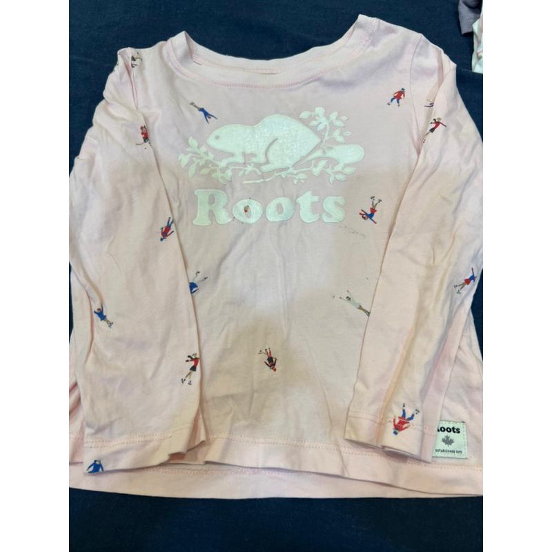 Roots 粉紅長T-2手（4T) | 蝦皮購物