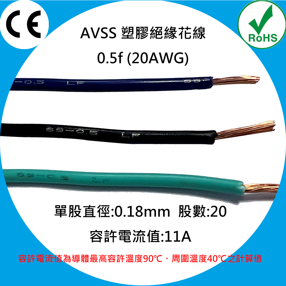 線材 車用電源線 AVSS 0.5f (20AWG) 零售(米) 批量另報價 | 蝦皮購物