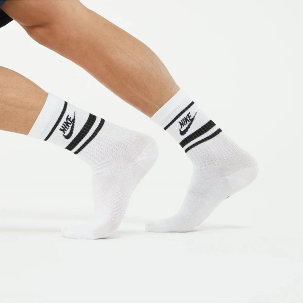 NIKE 短襪 EVERYDAY 白黑 條紋 復古 中筒 三雙一組 襪子 DX5089-103 | 蝦皮購物