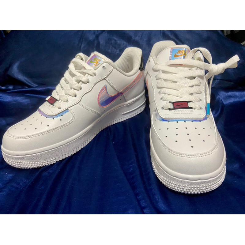 Nike Air Force 1 AF1 Mini Swoosh電玩像素 雷射勾 純白 氣墊 板鞋 運動鞋 | 蝦皮購物