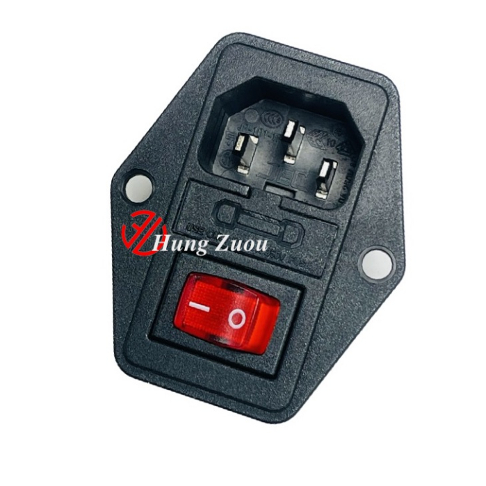 【弘宙】三合一AC插座 JEC JR-101-1FR 鎖式（有耳） 開關(帶燈)+內藏保險絲座 | 蝦皮購物